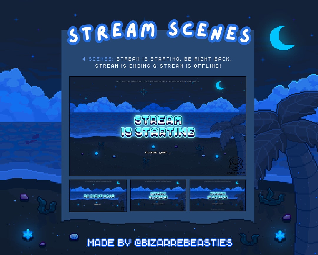 4x Pixel Art Animated Twitch Stream Screens - Cute Offline Banners ...