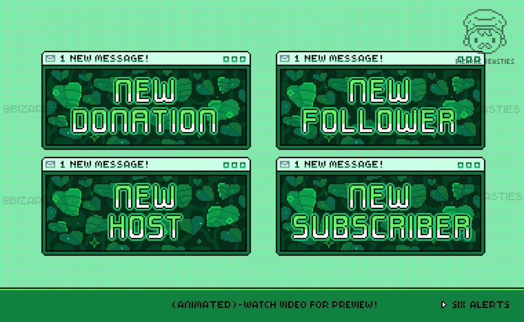 Cute 6x Animated Stream Alerts Animated Twitch Alerts Pack Pixel Art ...
