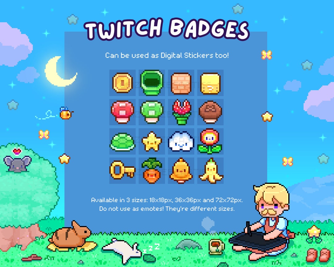 16x Twitch Sub Badges Pack - Subscriber Rewards, Stream Decor, Digital ...