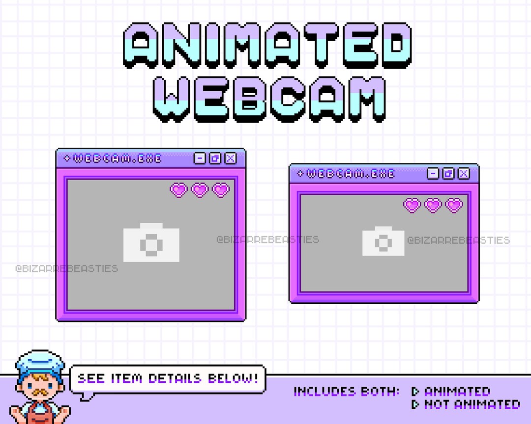 Cute Animated Webcam ~ Animated Twitch Overlays, Pixel Art Stream ...
