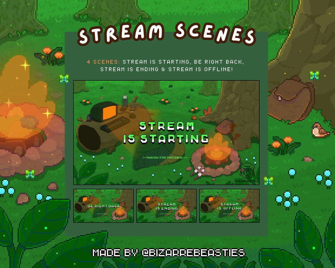 4 Cute Pixel Art Animated Stream Scenes Pack for Twitch, Youtube ...