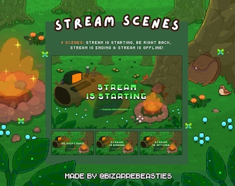 Cute 4x Twitch Stream Scenes 3 Animated 1 Offline Banner Pixel Art ...