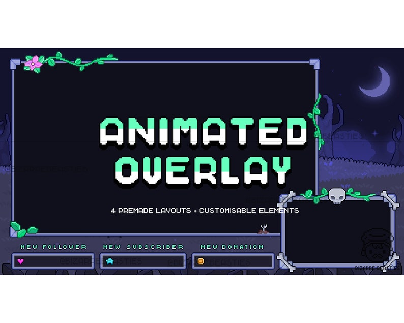 Premium Animated Twitch Overlay Cute Pixel Art Stream - Etsy