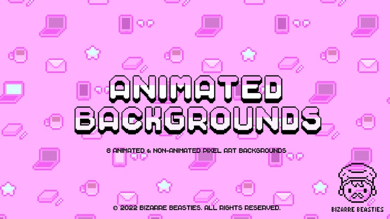 8x Cute Animated Backgrounds Pack for Streaming, Twitch, Youtube, Zoom ...