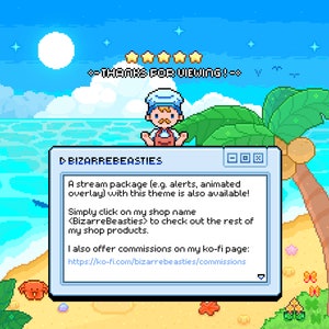 Cute Pixel Art Animated Stream Overlay Set: Twitch Overlays, Fullscreen, Webcam, Vtuber, Alerts ...