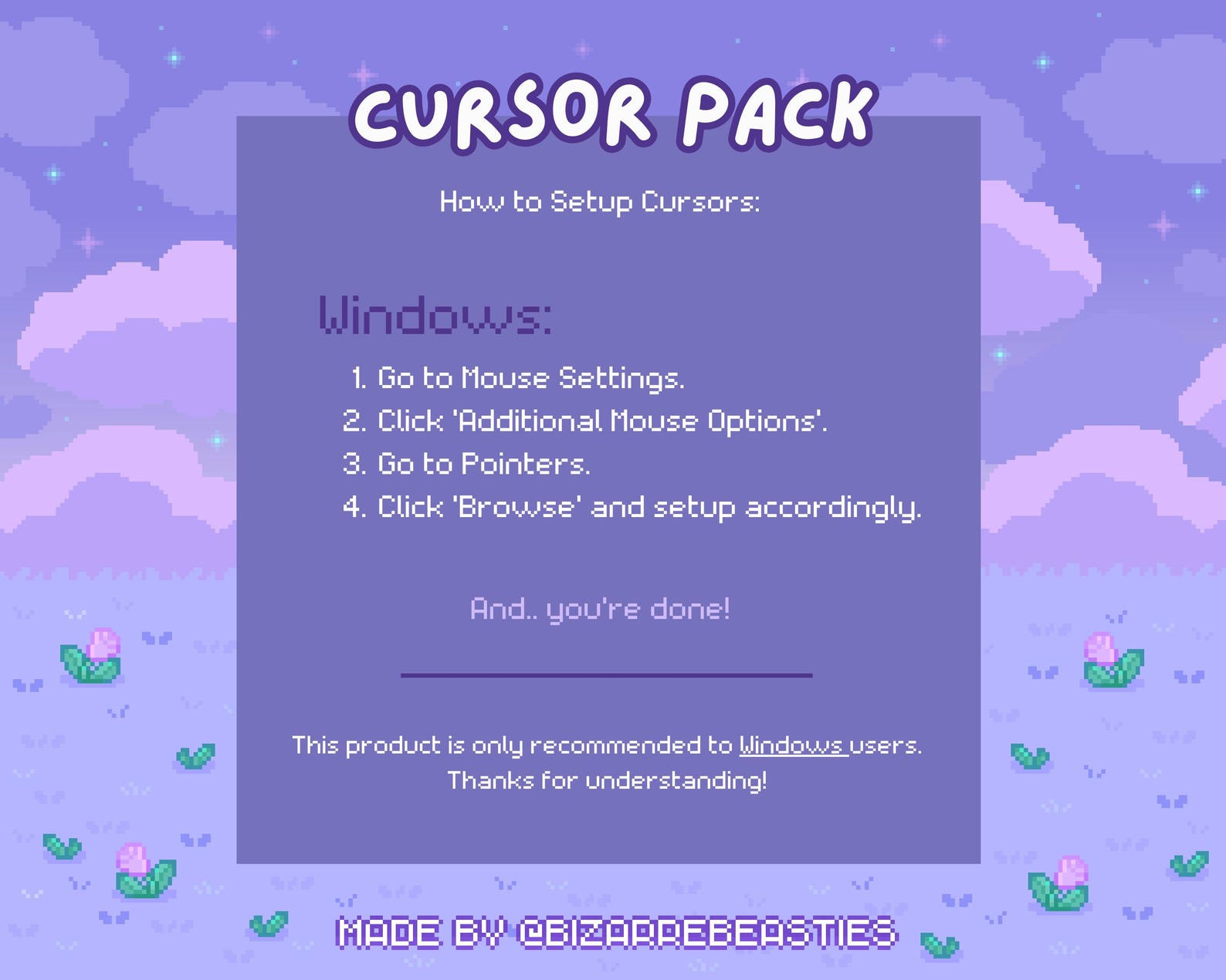 Kawaii Mouse Cursors Pack - 12 Design Animation - Customized Desktop ...