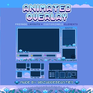 Premium Animated Twitch Overlays ~ Cute Pixel Art Stream Overlays, Just ...