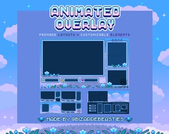 Premium Animated Twitch Overlay Cute Pixel Art Stream Overlay, Just Chatting, Webcam, Frame ...