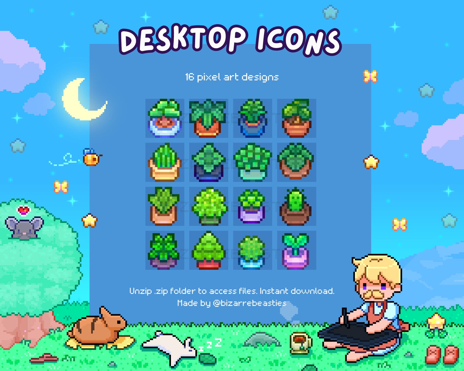 Cute Desktop Icons Pixel Art Folder Icon, Desktop Customization, Kawaii ...