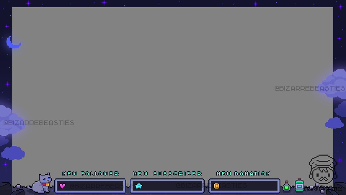 Premium Animated Twitch Overlay Cute Pixel Art Stream - Etsy