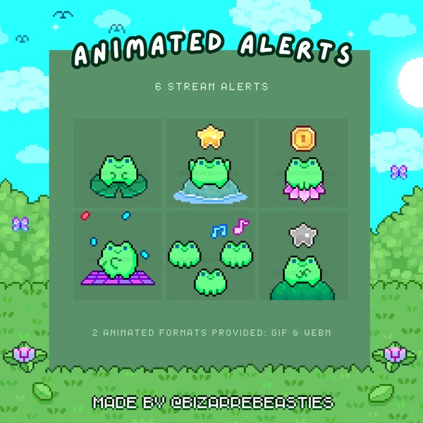 6 Cute Animated Stream Alerts Animated Pixel Art Twitch - Etsy