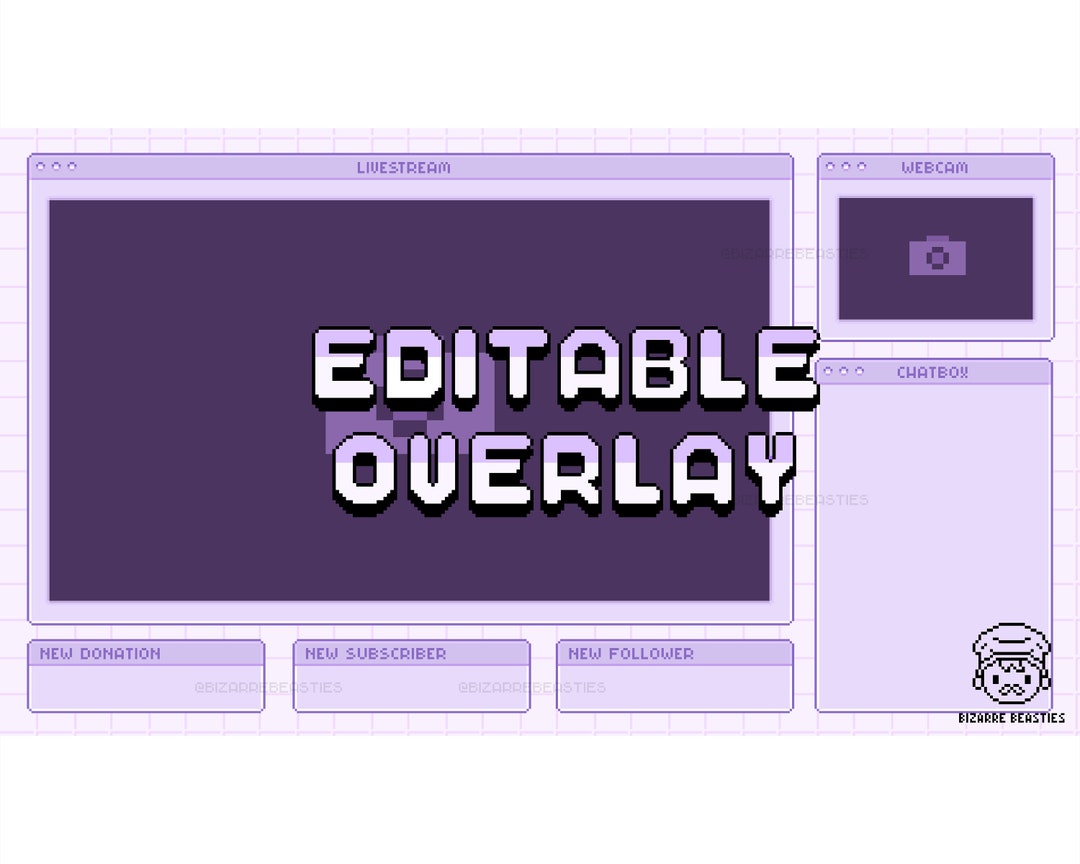 Editable Stream Overlay Pack Pixel Art, Computer Windows, Twitch ...