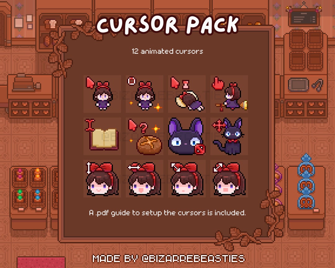 Kawaii Mouse Cursors Pack 12 Designs Desktop Decor Cute Pixel Art