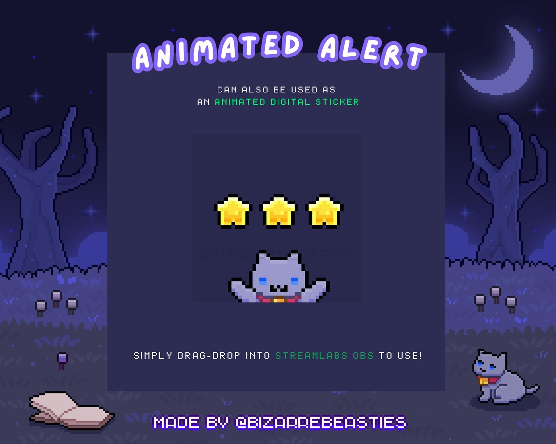 1 Cute Animated Stream Alert - Pixel Art Twitch Alert, Spooky Witch ...