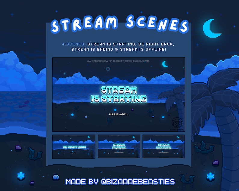 Pixel Art Twitch Stream Package - Animated Overlays, Scenes, Panels ...
