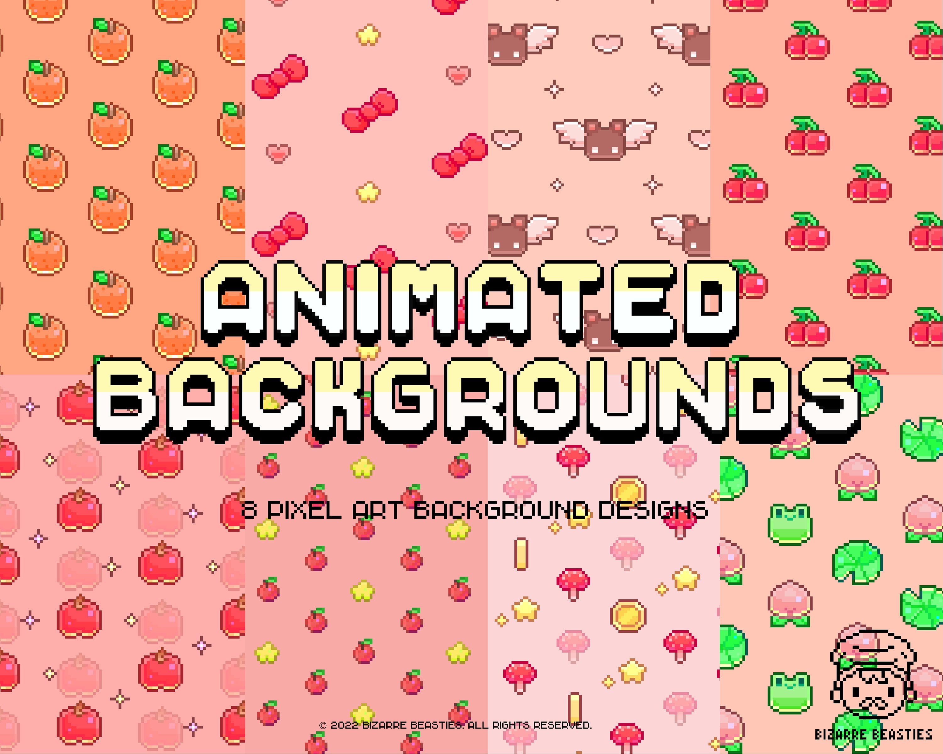 8x Cute Animated Backgrounds Pack for Streaming Twitch - Etsy
