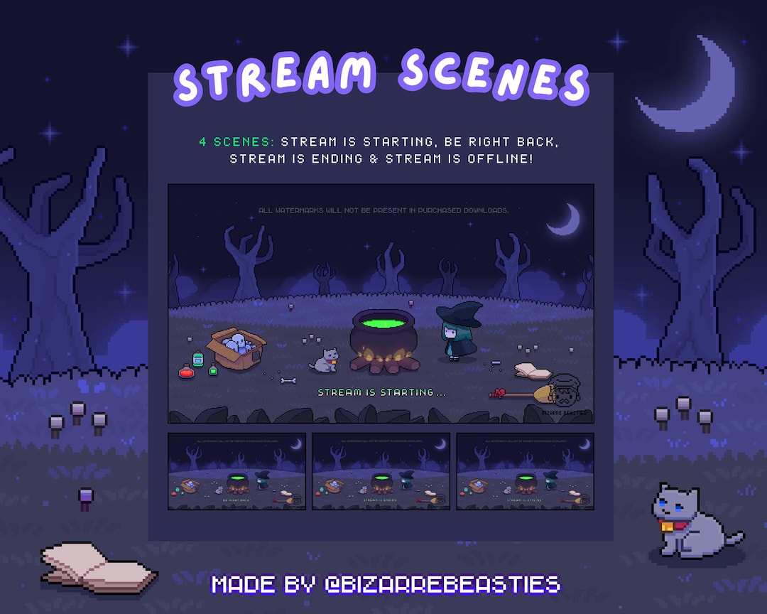Cute 4x Animated Twitch Stream Screens Pack~ 8bit Pixel Art Animation ...