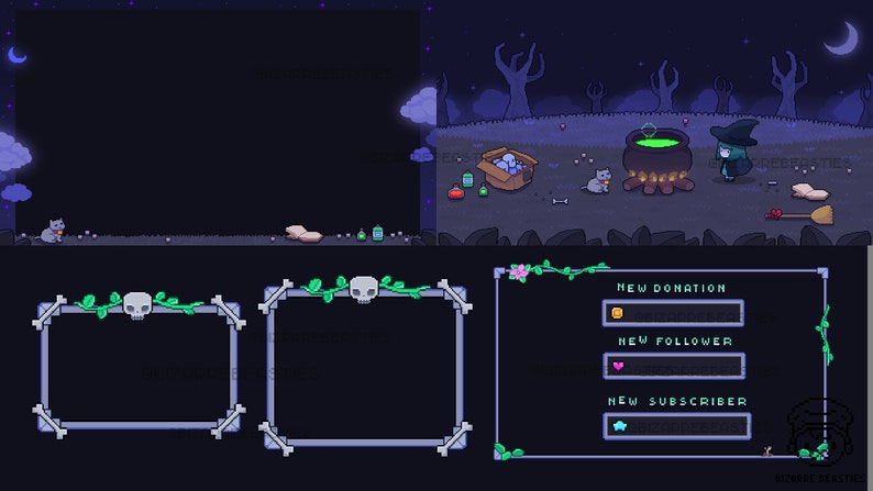 Premium Animated Twitch Overlay Cute Pixel Art Stream - Etsy