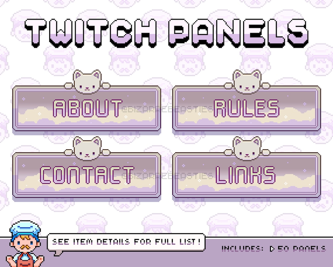 50x Pixel Art Twitch Panels Stream Pack ~ Stream Panels, About Me ...