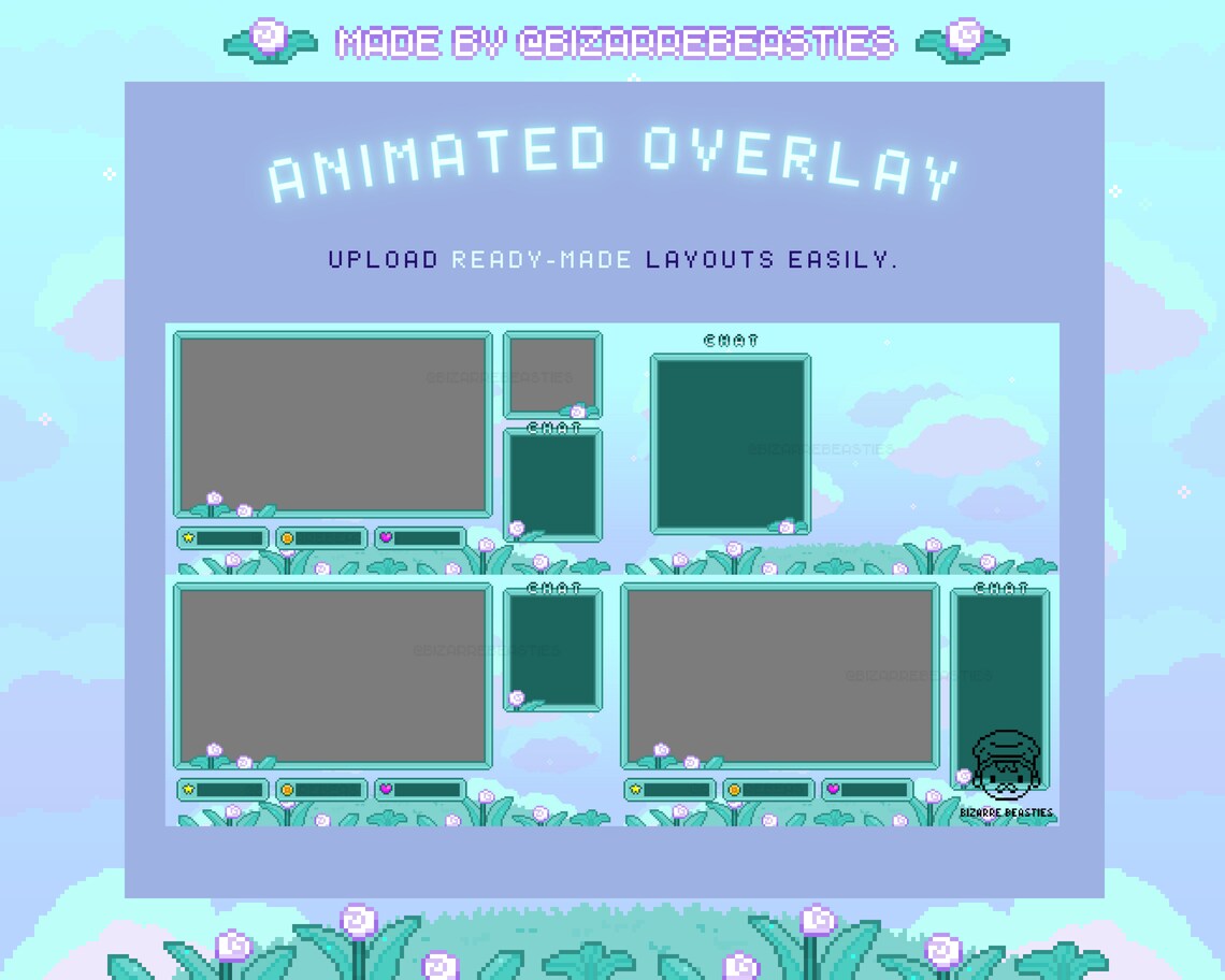Pixel Art Animated Stream Package for Twitch, Youtube: Stream Overlays ...