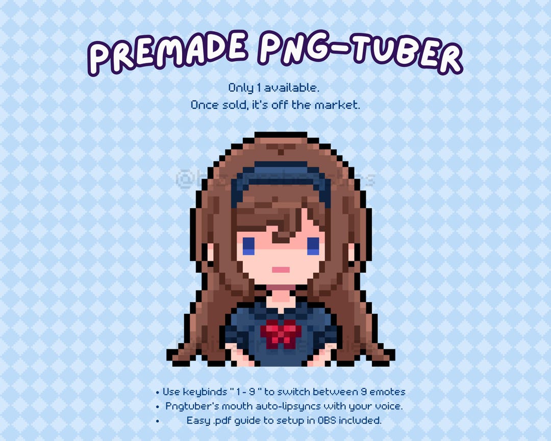 Premade Png-tuber Model - Only 1 Available - Pixel Art Vtuber Stream ...