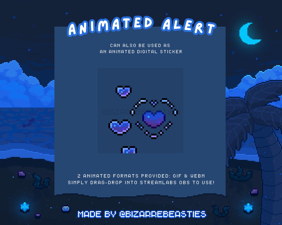 Cute Animated Stream Alert - Pixel Art Animated Twitch Alerts - Ocean ...