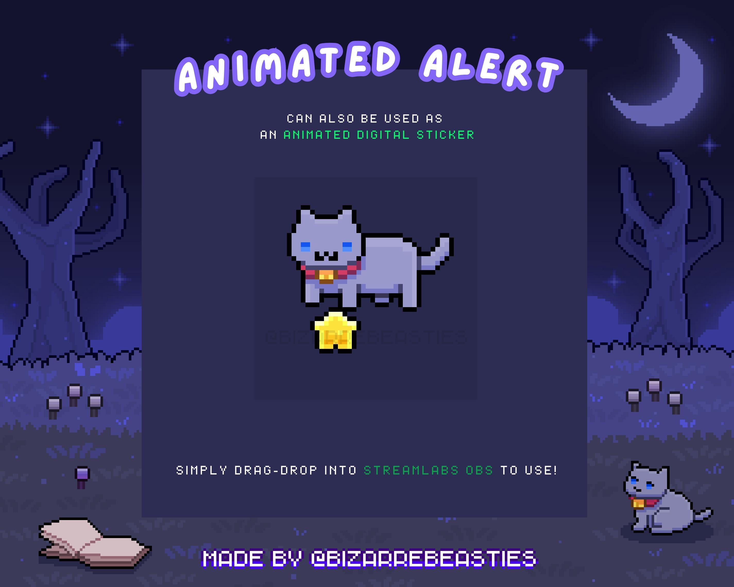 1 Cute Animated Stream Alert - Pixel Art Twitch Alert, Spooky Witch ...