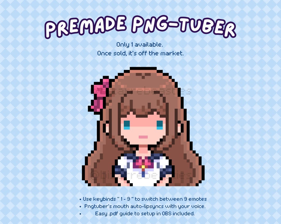 Premade Png-tuber Model Only 1 Available Pixel Art Vtuber Stream ...