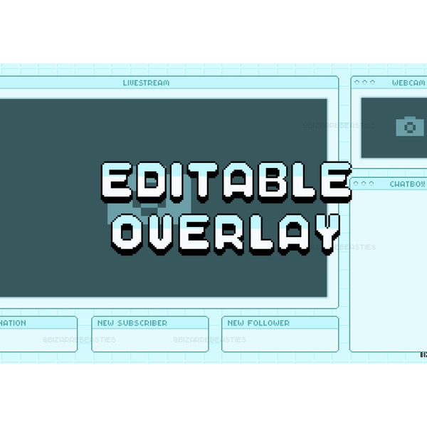 Twitch Overlay Pixel Blue - Etsy