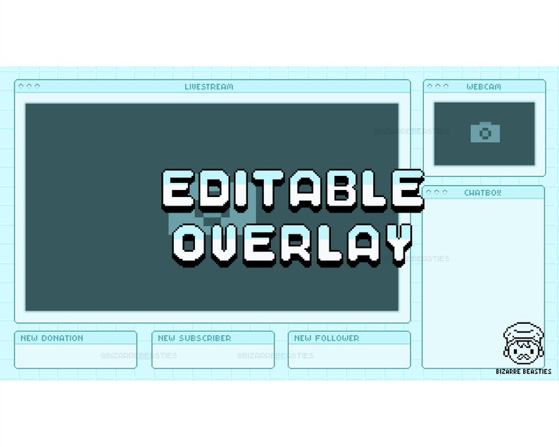 Editable Stream Overlay Pack Pixel Computer Windows Twitch - Etsy Ireland