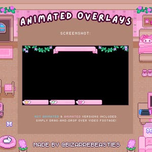 Cute Pixel Art Animated Stream Overlay Pack for Twitch, Youtube, Vtuber ...