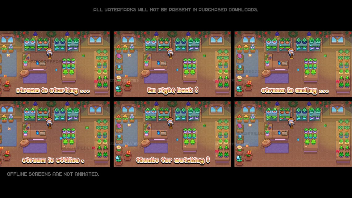 6 Cute Animated Stream Offline Banner Scenes - Pixel Art Animation ...