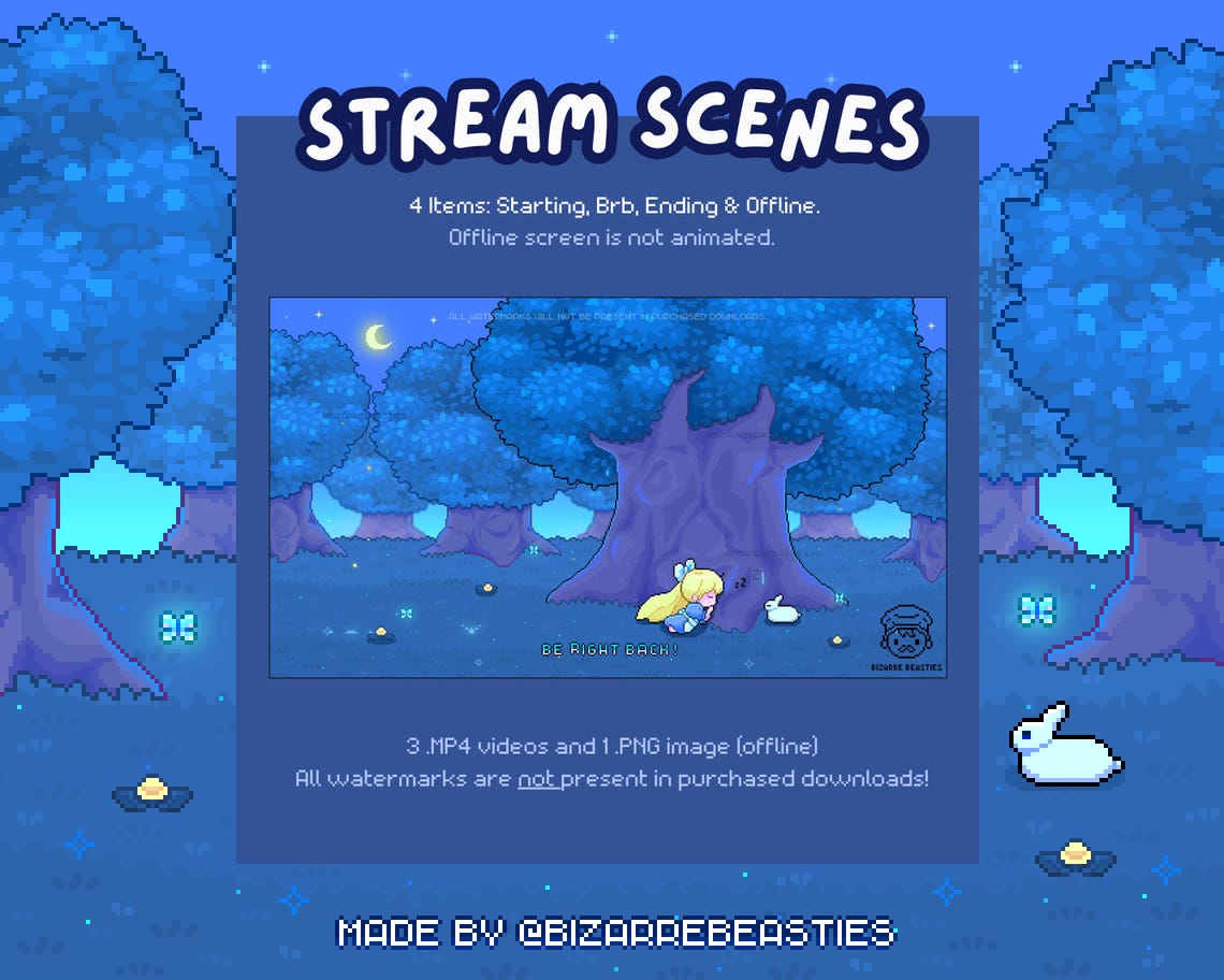 Cute 4x Animated Twitch Stream Screens Pack - 8bit Pixel Art Animation ...