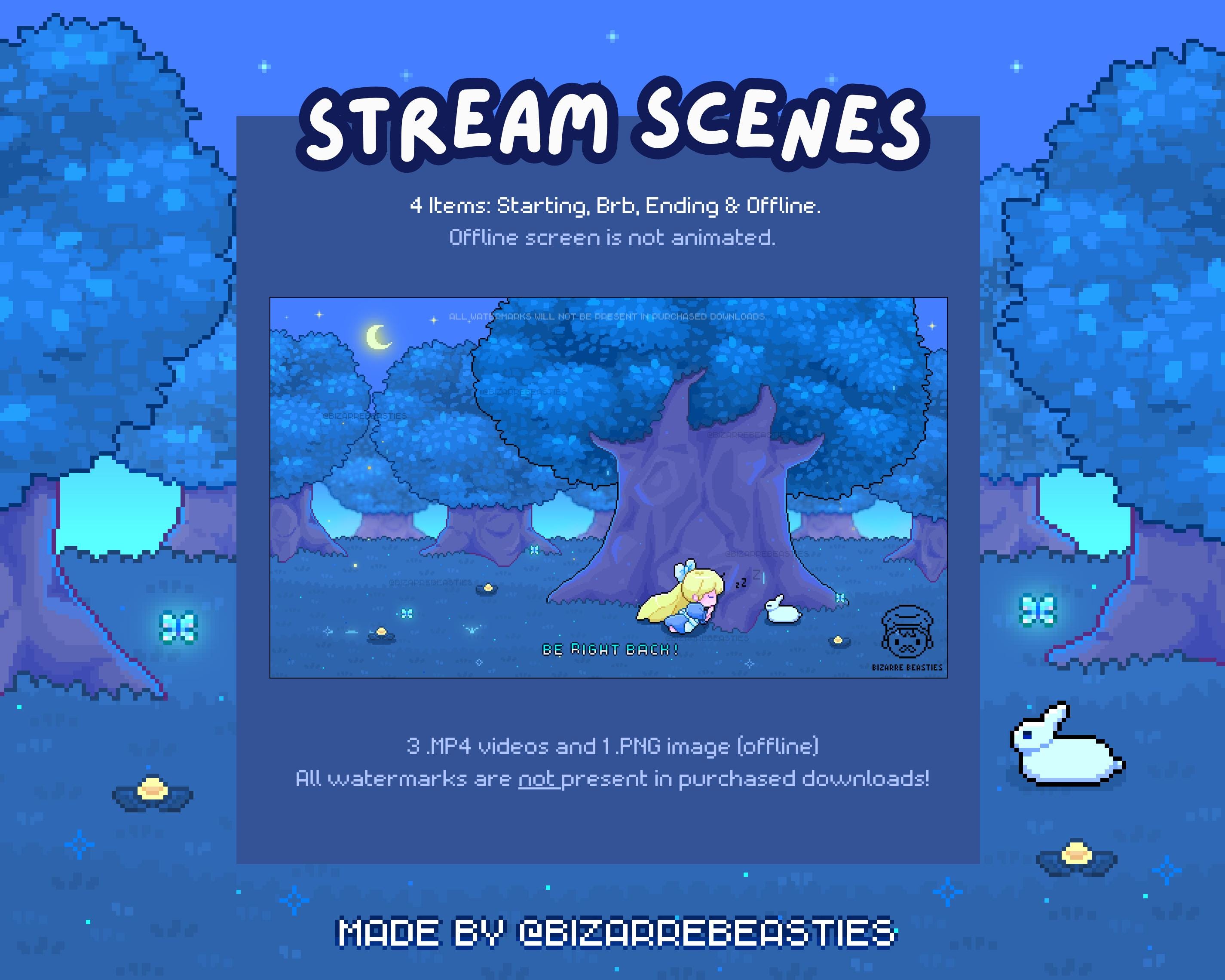 Cute 4x Animated Twitch Stream Screens Pack - 8bit Pixel Art Animation ...