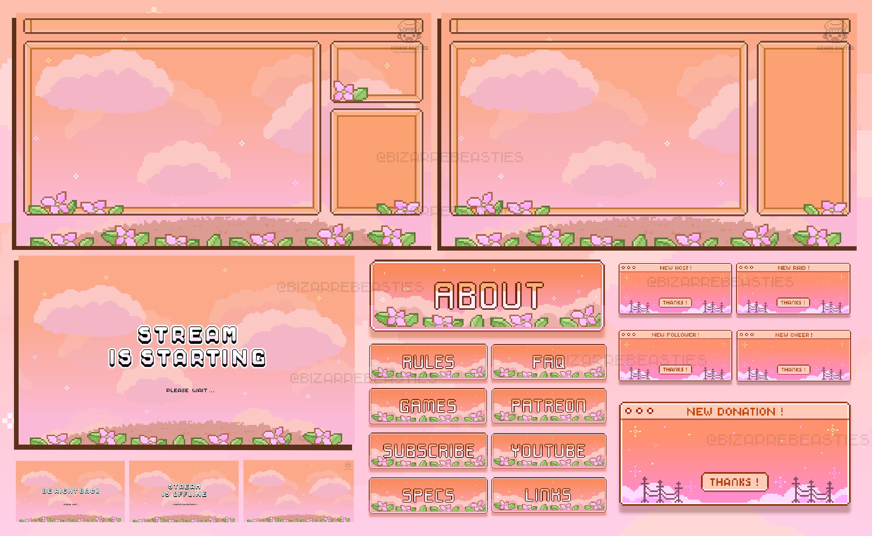 Pixel Art Animated Twitch Package Animated Overlays | Etsy