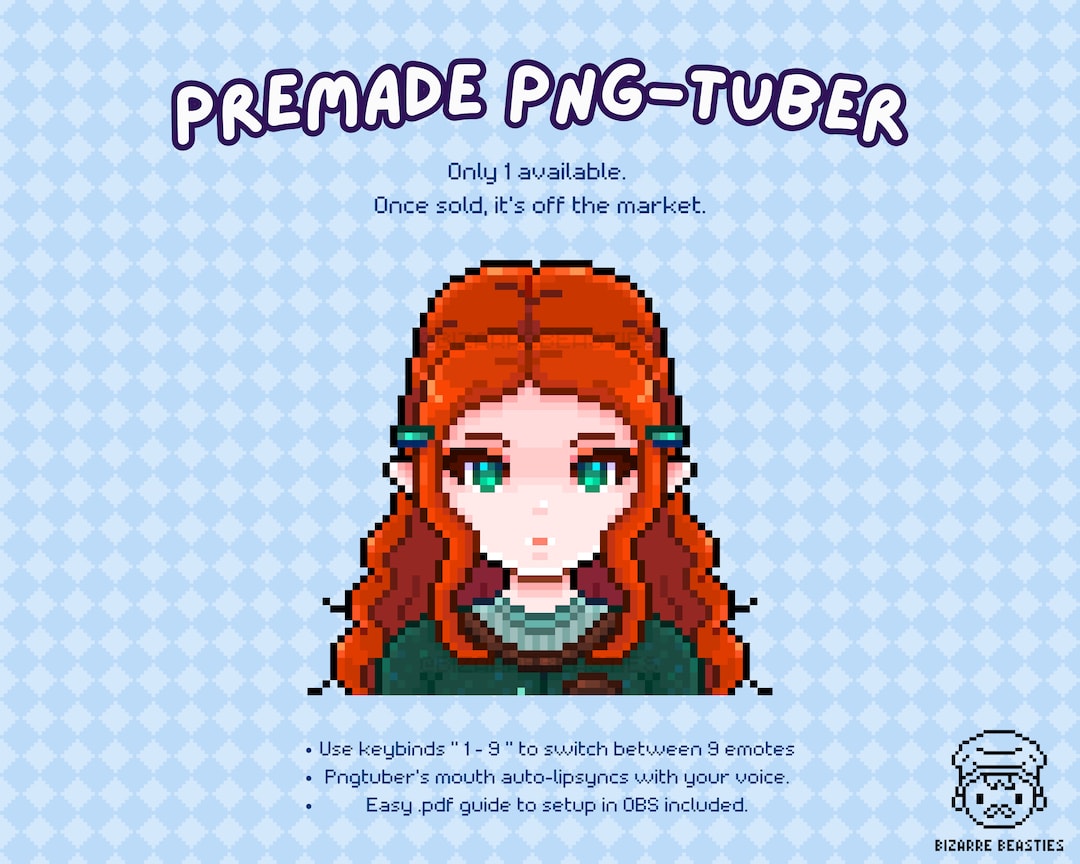 Premade Png-tuber Model Only 1 Available Pixel Art Pngtuber Vtuber ...