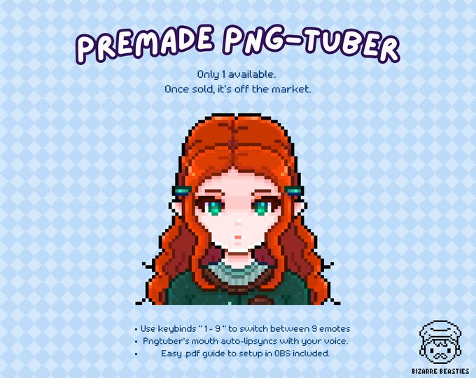 Premade Png-tuber Model - Only 1 Available - Pixel Art Pngtuber Vtuber ...