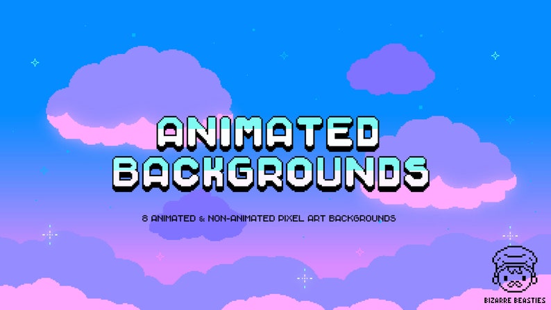 8x Cute Animated Backgrounds Pack for Streaming Twitch - Etsy