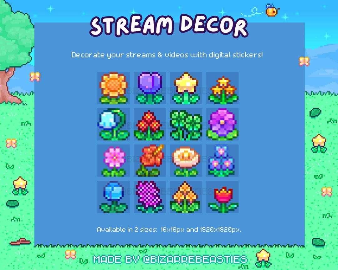 Cute Pixel Art Stream Decorations, Digital Only Stickers, Stars ...