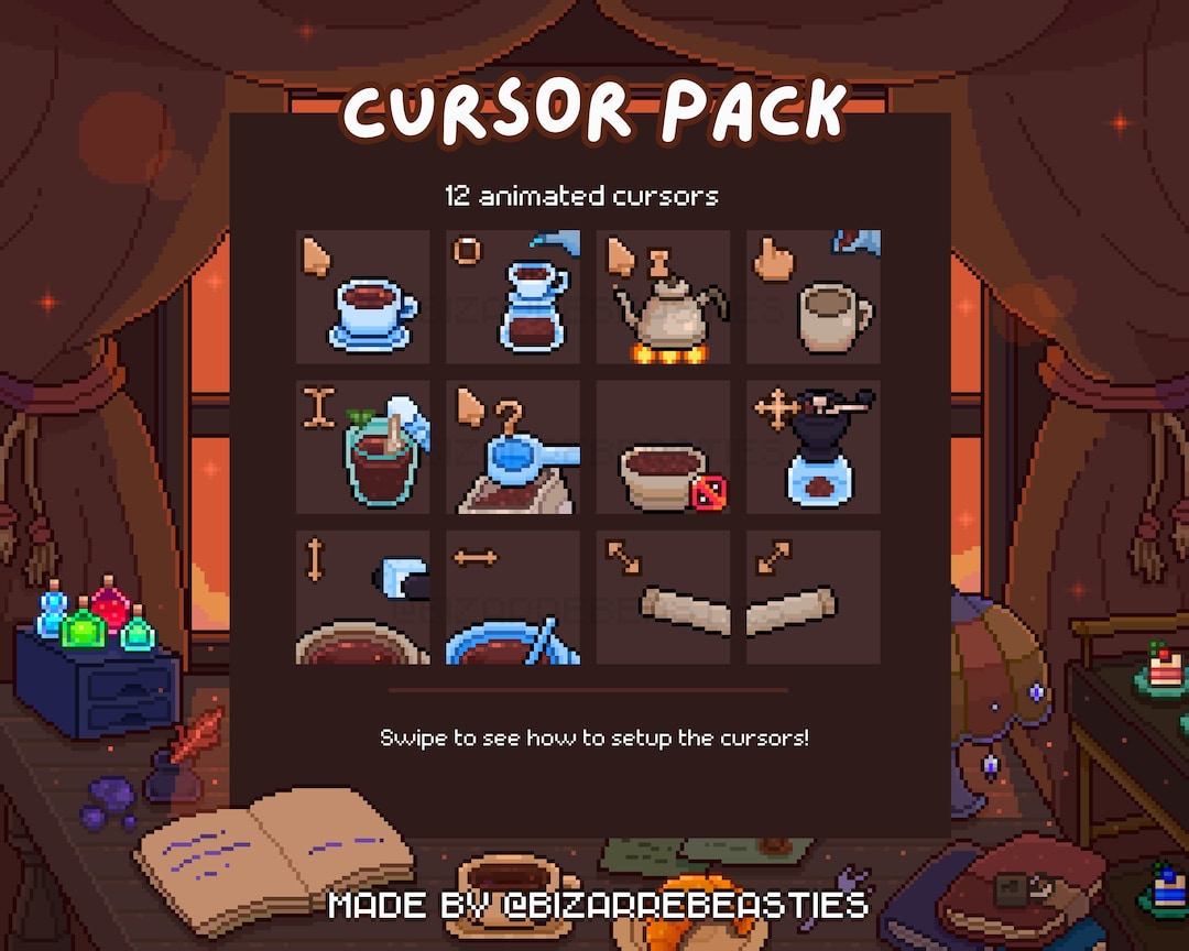 Kawaii Mouse Cursors Pack 12 Designs Desktop Decor Cute Pixel Art Animated Cursor Pointers