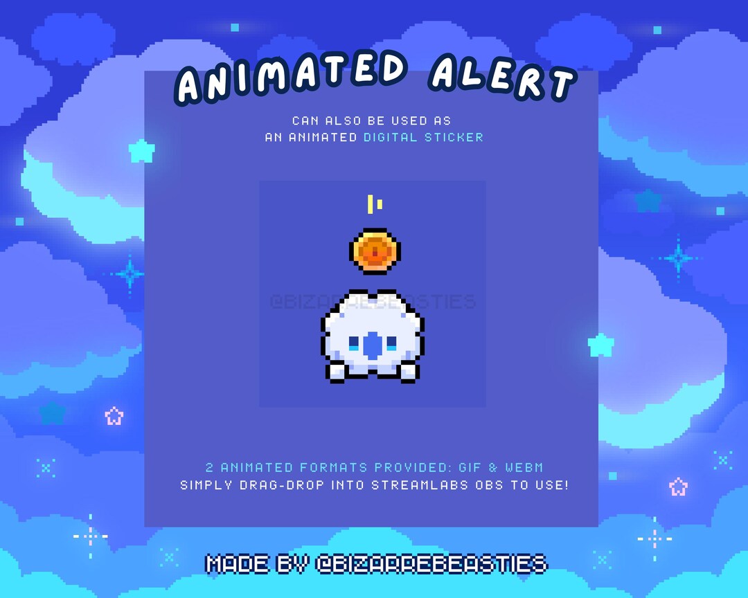 Cute Animated Stream Alert - Pixel Art Animated Twitch Alerts - Starry ...