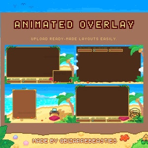 Cute Pixel Art Animated Stream Overlay Set: Twitch Overlays, Fullscreen, Webcam, Vtuber, Alerts ...