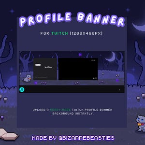 1x Twitch Profile Banner - Pixel Art Stream Package Social Media Banner ...