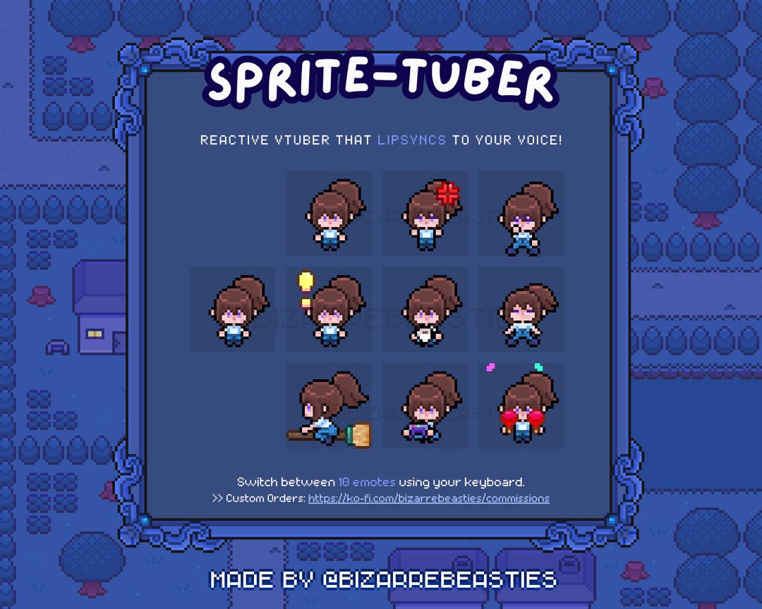 Animated Pixel Art Sprite-tuber Model - Vtuber Assets, Cute Streaming ...