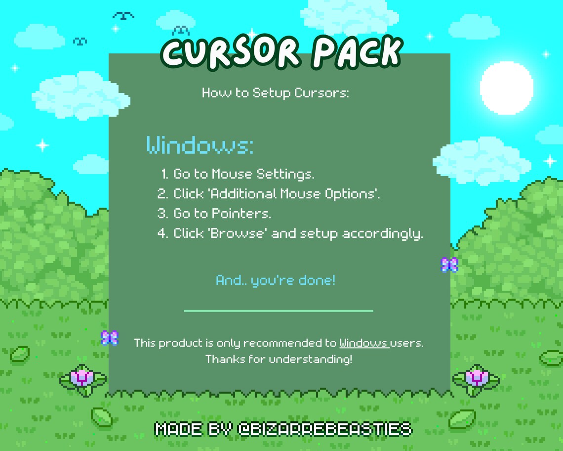 Kawaii Mouse Cursors Pack - 12 Designs - Desktop Decor, Cute Pixel Art ...