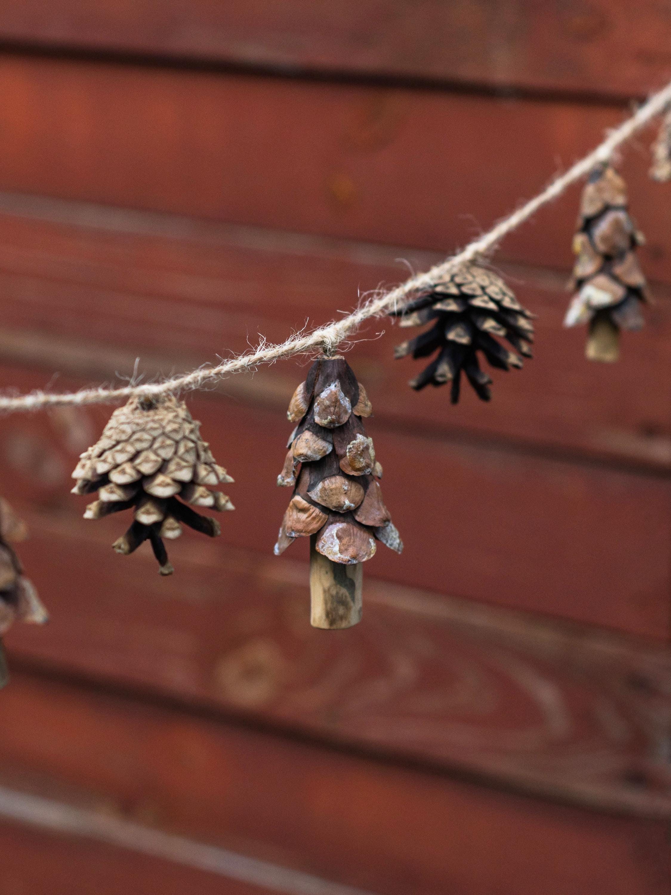 Whimsical Handmade Forest Garland, Natural Trees & Pinecones Custom ...