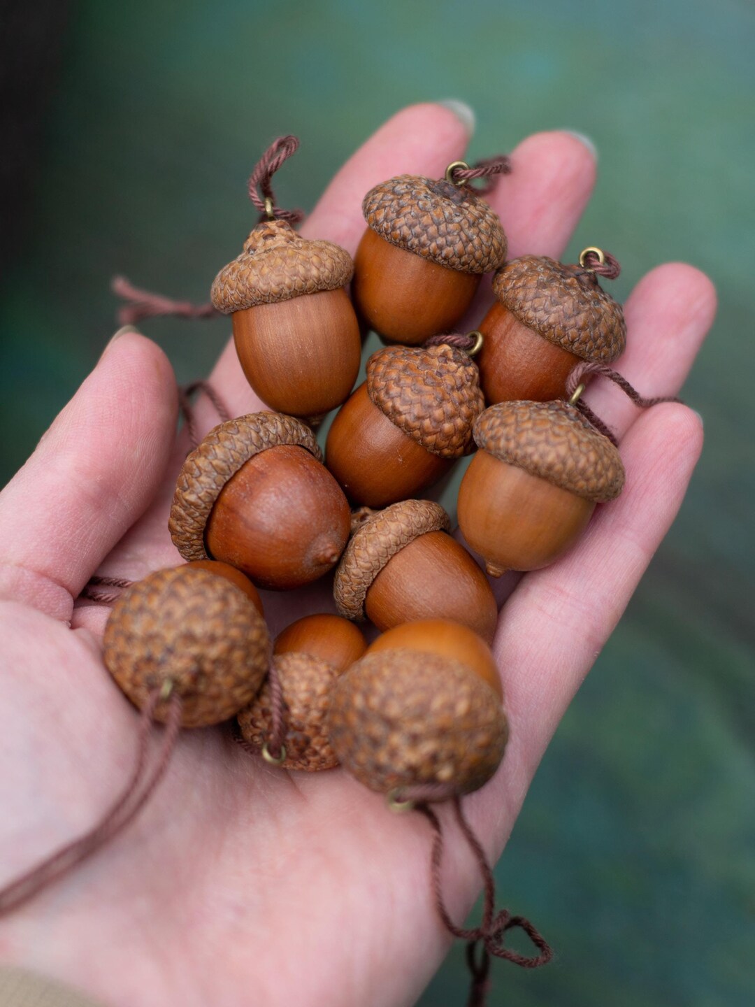 Set of 10 Natural Acorn Ornaments, Handmade Rustic Christmas Decor ...