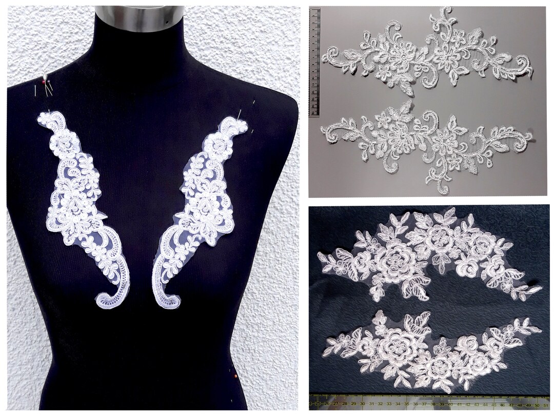 LACE APPLICATION White, Light Cream Bridal Fashion Wedding Decoration ...
