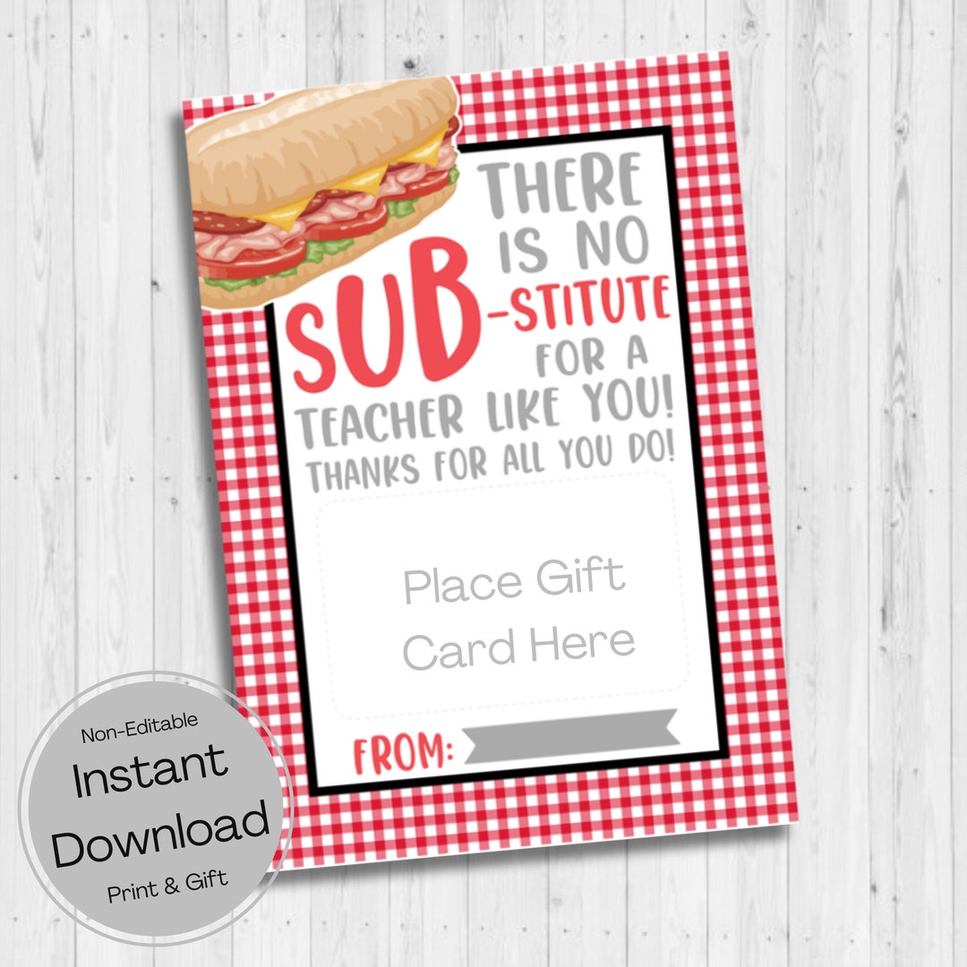 INSTANT DOWNLOAD - 5x7 Teacher Appreciation Gift Card Printable ...
