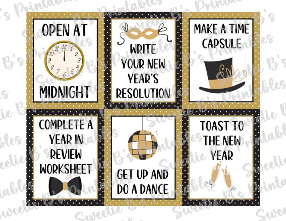 INSTANT DOWNLOAD - Silvester Countdown Karten zum Ausdrucken ...